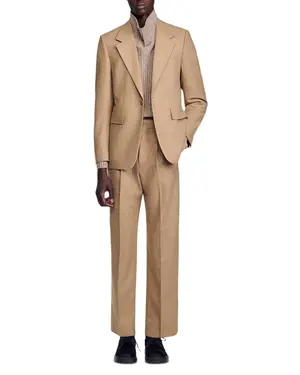 Sandro Wool Mode Flannel Wide Fit Suit Jacket