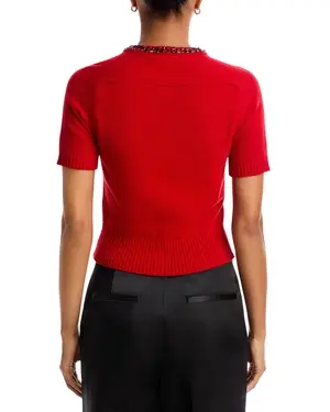Rag & Bone Bonnie Embellished Crewneck Short Sleeve Sweater