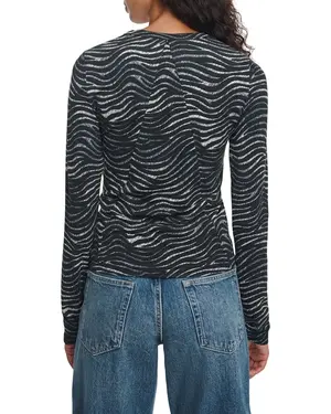 Rag & Bone Luca Zebra Print Fitted Long Sleeve Tee