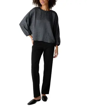 Eileen Fisher Silk Jacquard Dolman Sleeve Top