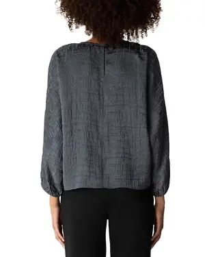 Eileen Fisher Silk Jacquard Dolman Sleeve Top