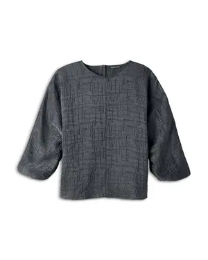 Eileen Fisher Silk Jacquard Dolman Sleeve Top