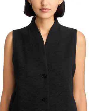 Eileen Fisher Textured High Collar Vest