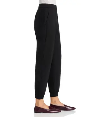 Eileen Fisher Lightweight Ponte Ankle Jogger Pants - Black