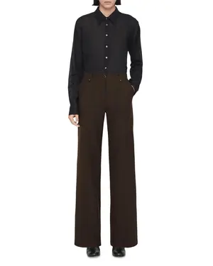 ALLSAINTS Calla Buckle Waist Buttoned Loop Pants - Brown