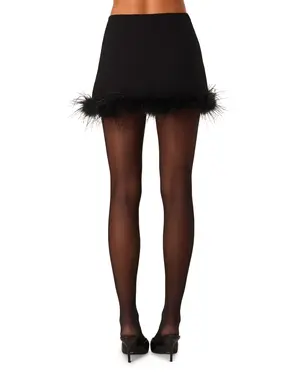 SNDYS. Gaia Feather Trim Mini Skirt