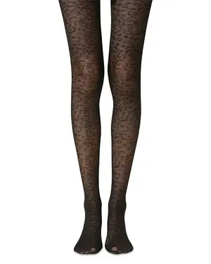 HIGH HEEL JUNGLE Untamed Premium Jacquard Tights - Leopard Black