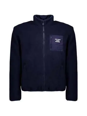 Drole De Monsieur Drape-textured Sherpa Jacket With Stand Collar & Zip Pockets