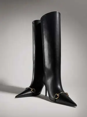 Gucci Horsebit Point-toe Leather Stiletto Pumps - Nero