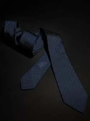Gucci Interlocking G Silk Jacquard Tie With Crest Label - Blu