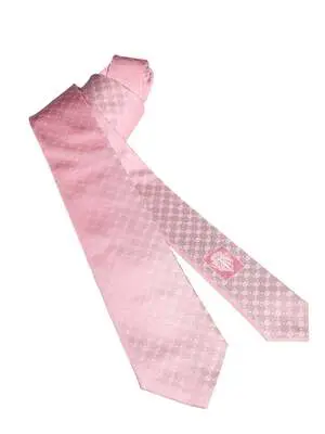 Gucci Gucci Interlocking G Silk Jacquard Tie With Crest Back Label Rosa