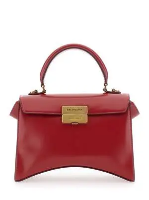 Balenciaga Shiny Box Leather Top Handle Handbag Medium - Red
