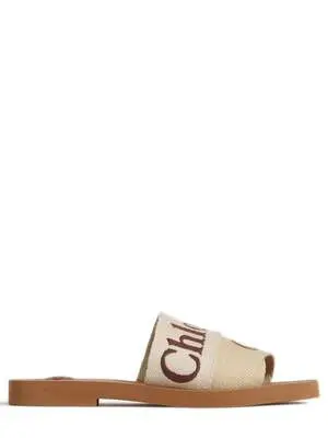 Chloé Embroidered Logo Ribbon-detail Mini Sandals With Rubber Sole