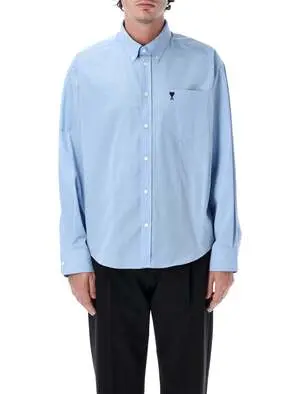 AMI Paris Of Caur Cotton Poplin Boxy Shirt With Chest Patch Pocket