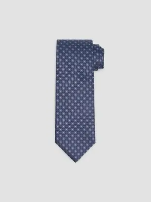 Canali Small Medallion Silk Tie - Blue