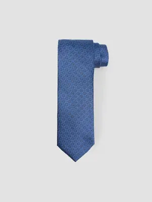 Canali Small Medallion Silk Tie - Blue