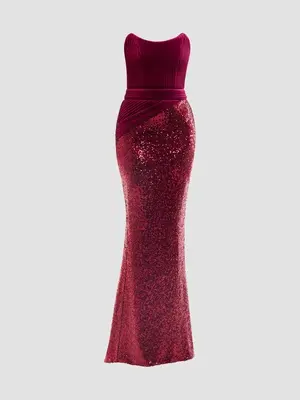 ZHIVAGO Reine De Reinettes Sequined Velvet Strapless Gown