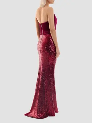 ZHIVAGO Reine De Reinettes Sequined Velvet Strapless Gown