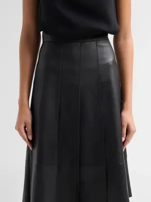 Akris Nappa Leather Asymmetric Midi Skirt