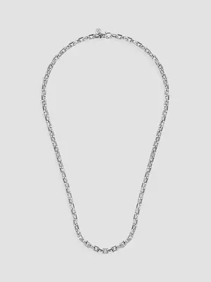 GABRIEL & CO Classic Sterling Faceted Oval-link Chain Necklace/5.6mm - Silver