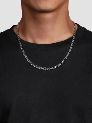 GABRIEL & CO Classic Sterling Faceted Oval-link Chain Necklace/5.6mm