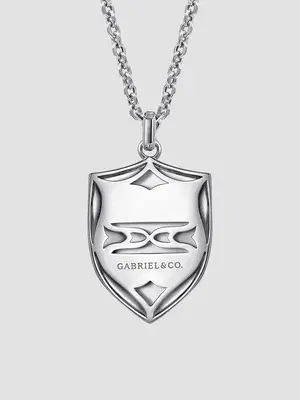 GABRIEL & CO Modern Relics Sterling St. Michael Shield Pendant Necklace