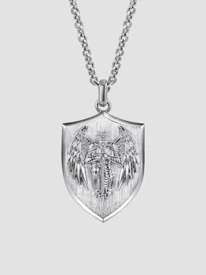 GABRIEL & CO Modern Relics Sterling St. Michael Shield Pendant Necklace