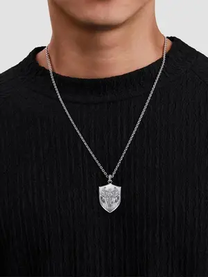 GABRIEL & CO Modern Relics Sterling St. Michael Shield Pendant Necklace