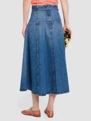 Ulla Johnson Brigette Denim A-line Midi Skirt