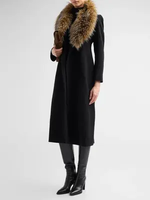Fleurette Phoenix Wool Faux Fur-trimmed Wrap Coat