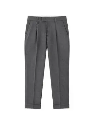 PAOLO PECORA Pleated Turn-up Trousers - Grey