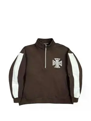 Mixed Emotion Logo-print Quarter-zip Sweater - Brown