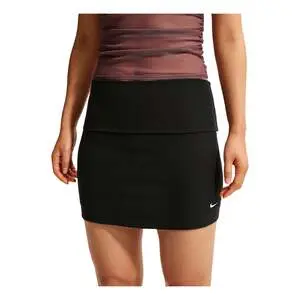Nike Chill Knit Mid-rise Ribbed Skort 'black Sail - Black/sail