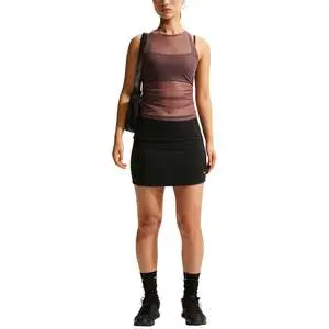 Nike Chill Knit Mid-rise Ribbed Skort 'black Sail