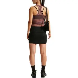 Nike Chill Knit Mid-rise Ribbed Skort 'black Sail