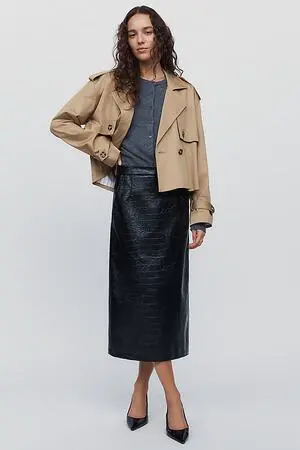 Essentiel Antwerp Faux Leather Midi Skirt - Black