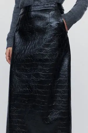 Essentiel Antwerp Faux Leather Midi Skirt