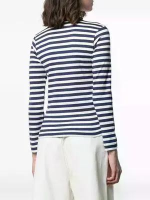Comme Des Garçons Striped Heart-patch T-shirt