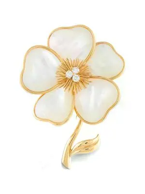 Van Cleef & Arpels Mother Of Pearl And Diamond Brooch