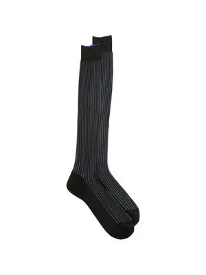 ANT45 Menfi Long Ribbed Vertical-stripe Socks - Brown