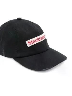 STOCKHOLM SURFBOARD CLUB Distressed Logo-patch Baseball Cap - Black