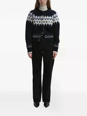 DUNST Fair Isle Jacquard Cardigan - Blue