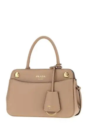 Prada Beige Leather Mini Carry Handbag - Brown