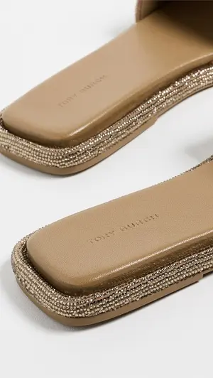 Tory Burch Double T Pave Sport Slides