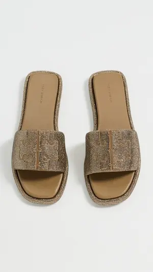 Tory Burch Double T Pave Sport Slides