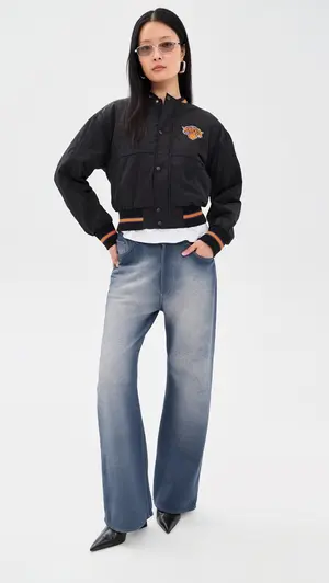 Terez Knicks Cropped Bomber Jacket