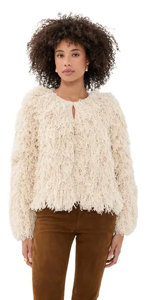 FRAME The Fringe Sweater Jacket - Ecru