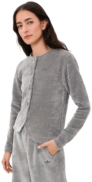 Adidas Chennille Cardigan - Grey Three