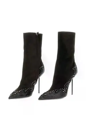 Paris Texas Lidia Queen Of Hearts Embroidered Pointed-toe Ankle Boots