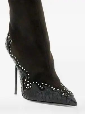 Paris Texas Lidia Queen Of Hearts Embroidered Pointed-toe Ankle Boots